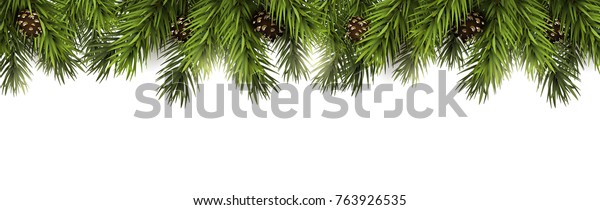 Christmas Border Fir Branches Pine Cones Stock Vector (Royalty Free ...