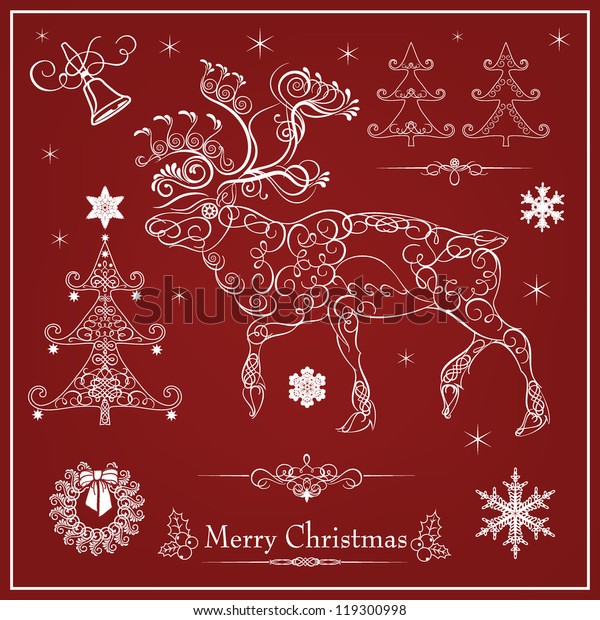 Christmas Calligraphy Set Stock Vector (Royalty Free) 119300998 ...