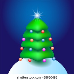 Christmas Cartoon Tree Star Vector Illustration Stock Vector (Royalty ...