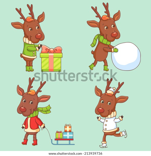 Christmas Character Reindeer Stock Vector (Royalty Free) 213939736 ...