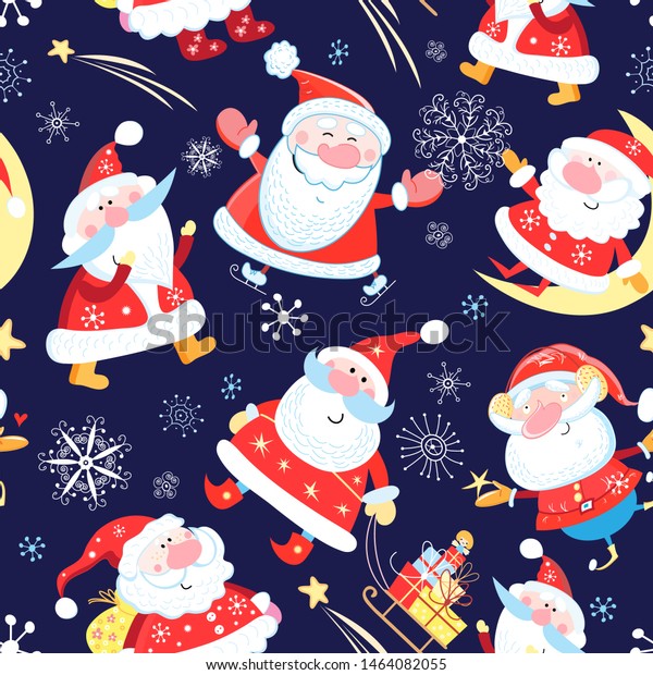 Christmas Color Pattern Funny Santa Clauses Stock Vector (Royalty Free ...
