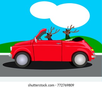 Christmas Deer Driving Car Stock Vector (Royalty Free) 772769809 ...