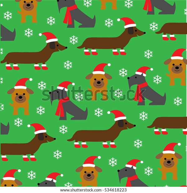 Christmas Dog Pattern On Green Stock Vector (Royalty Free) 534618223 ...