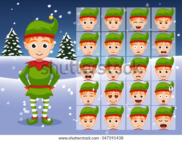 Christmas Elf Cartoon Emotion Faces Vector Stock Vector (Royalty Free ...
