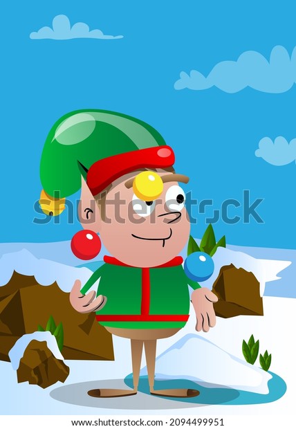 Christmas Elf Juggler Vector Cartoon Character Stock Vector (Royalty ...