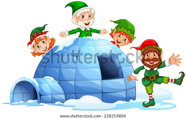 Christmas Elves Igloo Stock Vector (Royalty Free) 228254806 | Shutterstock