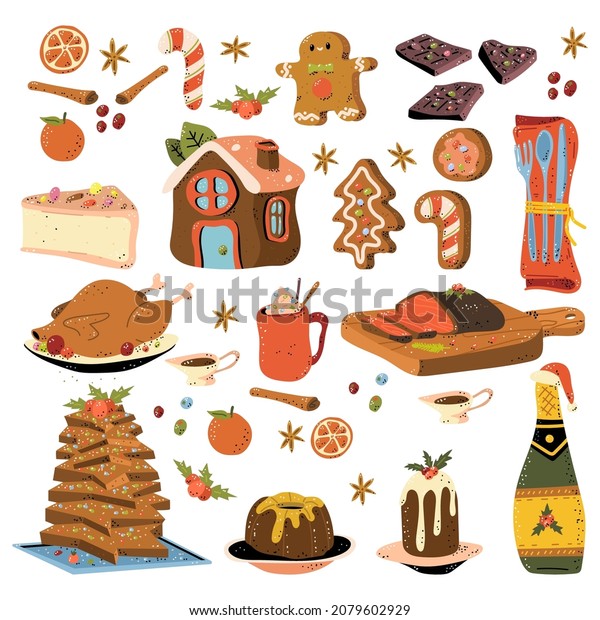 Christmas Food Vector Cartoon Set Isolated Stock Vector (Royalty Free ...
