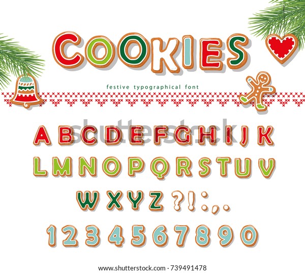 Christmas Gingerbread Cookie Font Biscuit Letters Stock Vector (Royalty ...
