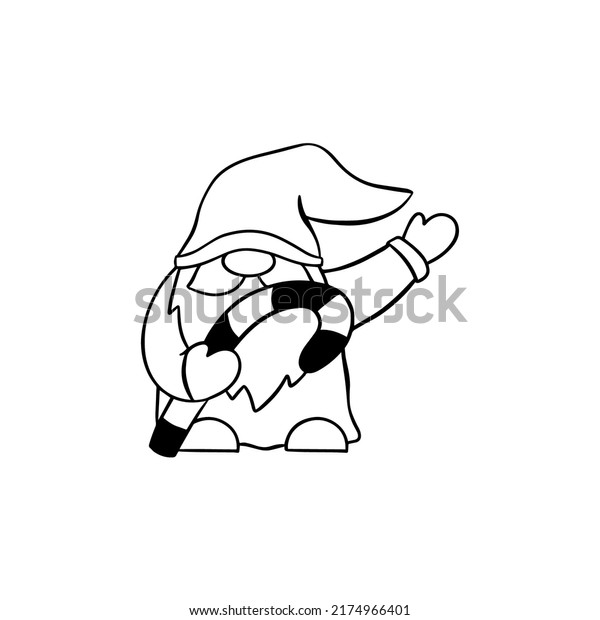 Christmas Gnomes Vector Silhouette Outline Gnome Stock Vector (Royalty ...