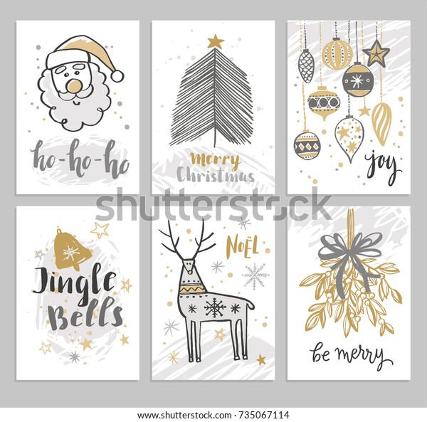 Christmas Hand Drawn Cards Christmas Tree Stock Vector (Royalty Free ...