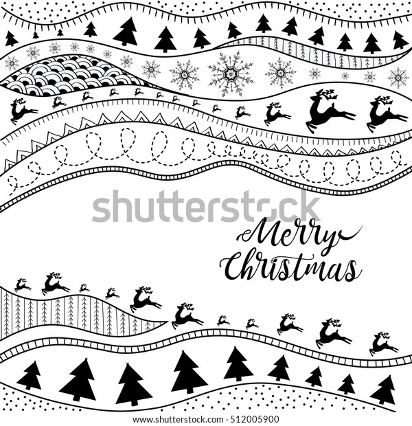 Christmas Handdrawn Ethno Pattern Tribal Background Stock Vector ...
