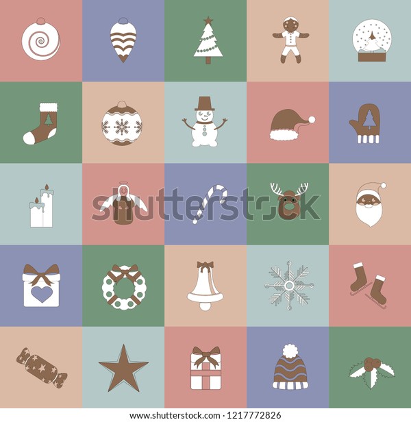 Christmas Holidays Circular Flat Design Style Stock Vector (Royalty ...