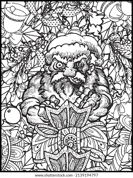 Christmas Horror Themed Coloring Page: เวกเตอร์สต็อก (ปลอดค่าลิขสิทธิ์ ...