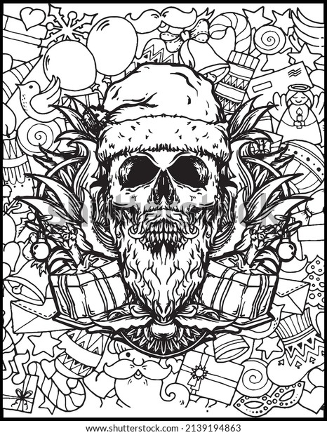 Christmas Horror Themed Coloring Page: เวกเตอร์สต็อก (ปลอดค่าลิขสิทธิ์ ...