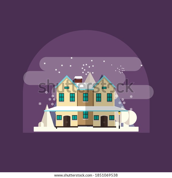 Christmas House Icon Vector Tree Snow Stock Vector (Royalty Free ...