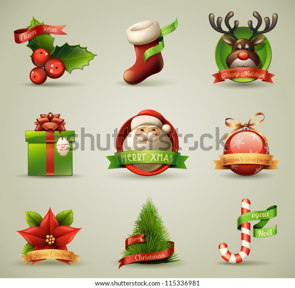 Christmas Iconsobjects Collection Detailed Vector Illustration Stock ...