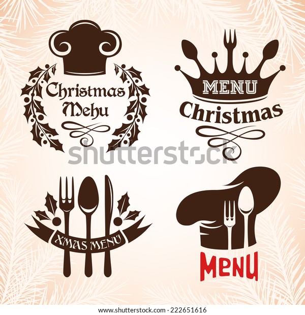 Christmas Labels Collection Restaurant Menu Design Stock Vector ...