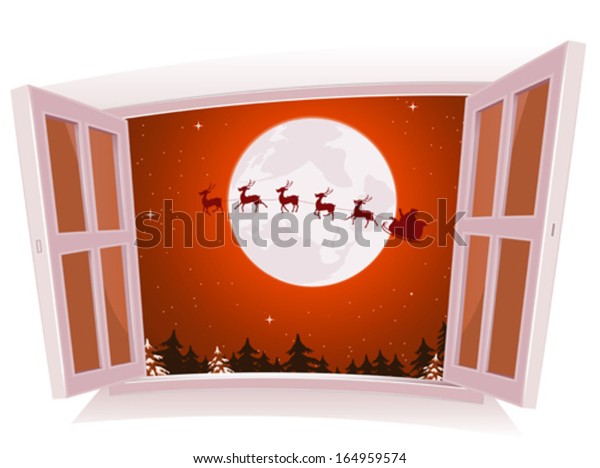 Christmas Landscape Outside Window Illustration Cartoon Stock Vector ...