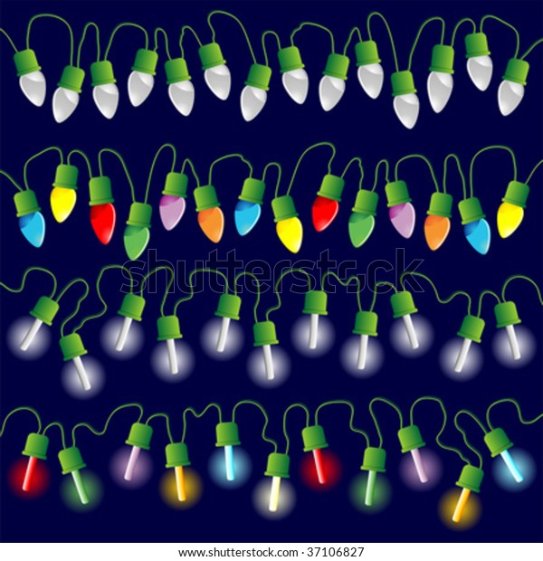 Christmas Lights Different Colors Shapes Stock Vector (Royalty Free ...