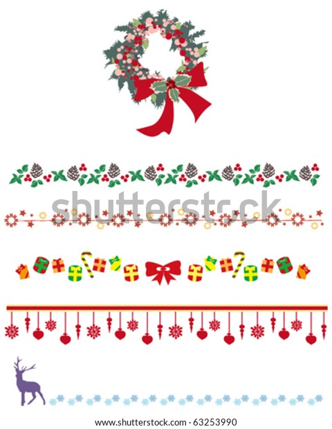 Christmas Line Decoration Stock Vector (Royalty Free) 63253990 ...