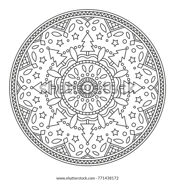 Christmas Mandala Coloring Stock Vector (Royalty Free) 771438172