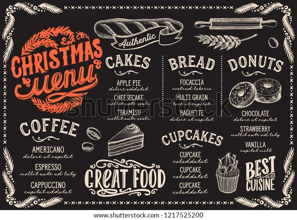 Christmas Menu Template Bakery Dessert Cafe Stock Vector (Royalty Free ...