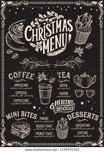 Christmas Menu Template Coffee Shop On Stock Vector (Royalty Free ...