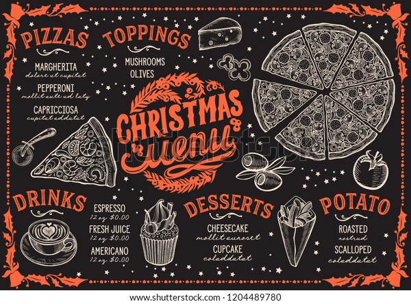 Christmas Menu Template Pizza Restaurant On Stock Vector (Royalty Free ...