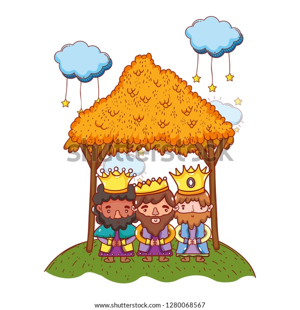 Christmas Nativity Scene Cartoon Stock Vector (Royalty Free) 1280068567 ...