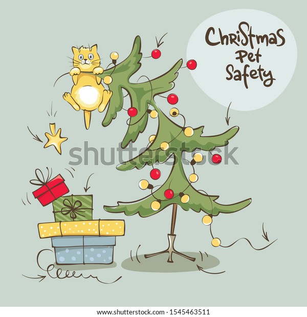 Christmas Pet Safety Vector Illustration Poster Stock Vector (Royalty ...