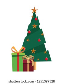 Christmas Pin Tree Gift Boxes Stock Vector (Royalty Free) 1251399328 ...