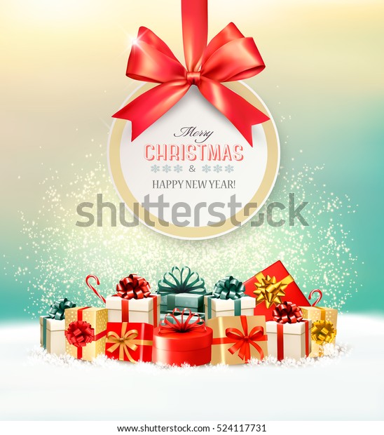 Christmas Presents Gift Card Ribbon Vector Stock Vector (Royalty Free ...