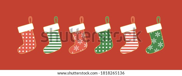 Christmas Red Green Socks Stock Vector (Royalty Free) 1818265136 ...