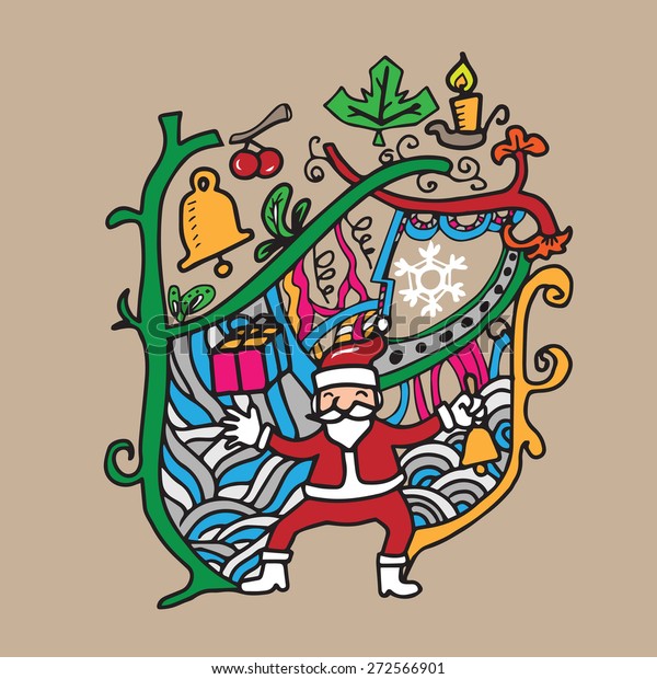 Christmas Santa Doodle Cartoon Vector Stock Vector (Royalty Free ...