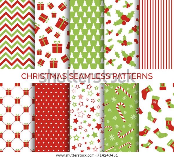Christmas Seamless Patterns Vector Set Christmas Stock Vector (Royalty ...