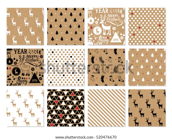 Christmas Set Vector Hand Drawn Seamless Stock Vector (Royalty Free ...