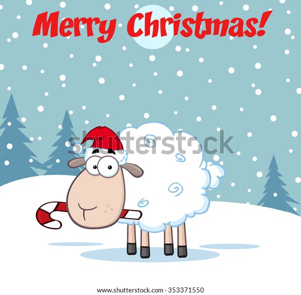 Christmas Sheep Cartoon Character Vector Illustration Stock Vector ...