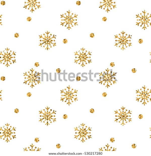 Christmas Snowflake Seamless Pattern Gold Snow Stock Vector (Royalty ...