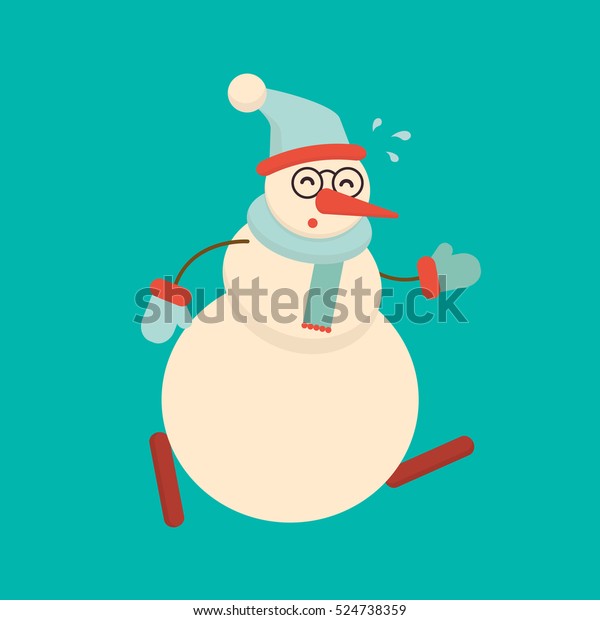Christmas Snowman Running Hard Getting Tired Stock Vector (Royalty Free ...