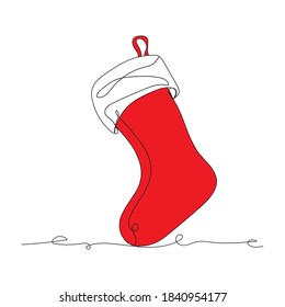 Christmas Stocking One Line Drawing Vector Stock Vector (Royalty Free ...