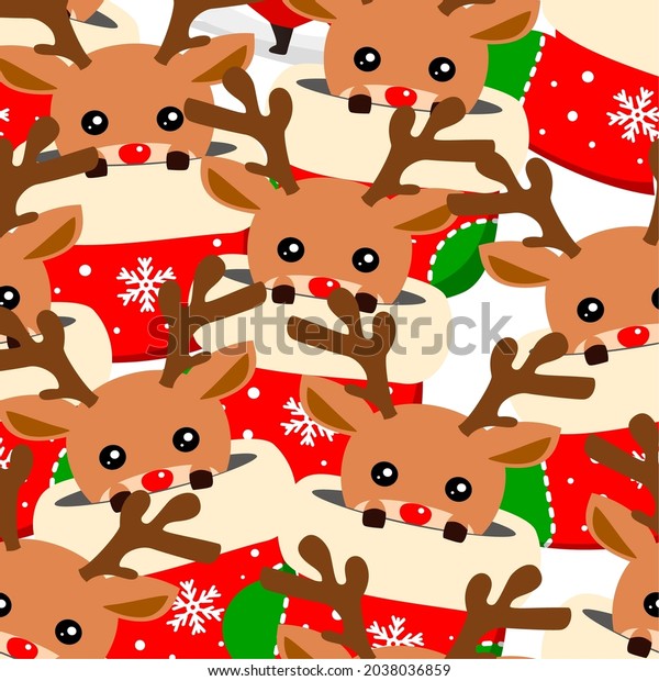 Christmas Themed Reindeer Seamless Pattern Background Stock Vector ...