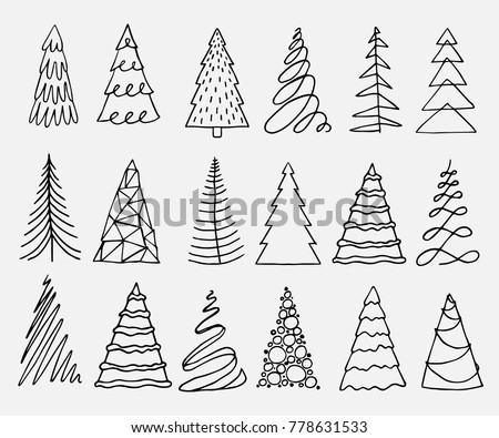 Christmas Tree Doodle Set Stock Vector (Royalty Free) 778631533 ...