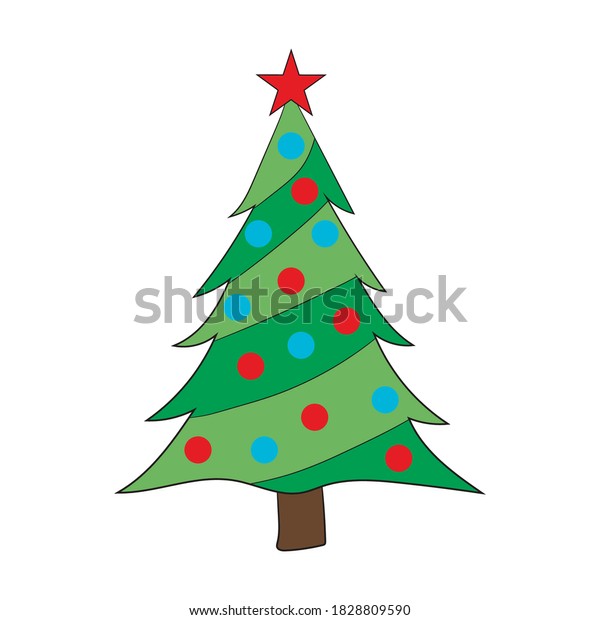 Christmas Tree Drawing Vector Illustration Stock Vector (Royalty Free ...