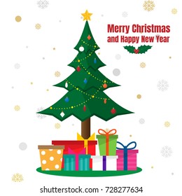 Christmas Tree Gifts Cartoon Vector Illustration Stock Vector (Royalty ...