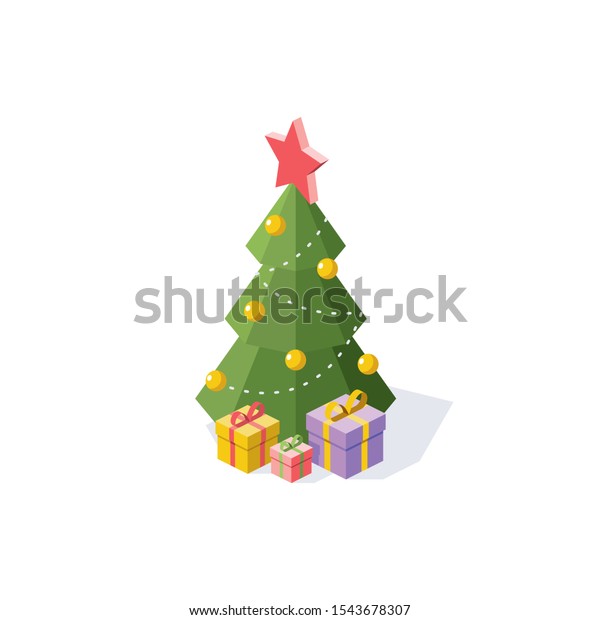 Christmas Tree Isometric Gifts Vector 3d Stock Vector (Royalty Free ...