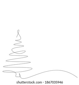 Continuous Line Drawing Nature Tree Christmas Stock Vector (Royalty ...