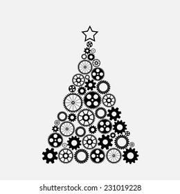 Christmas Tree Made Gears Set Eps10 Stock Vector (Royalty Free ...