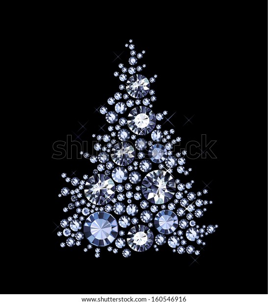 Christmas Tree Made Gems Stock Vector (Royalty Free) 160546916 ...
