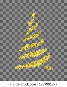Christmas Tree On Transparent Background Gold Stock Vector (Royalty ...