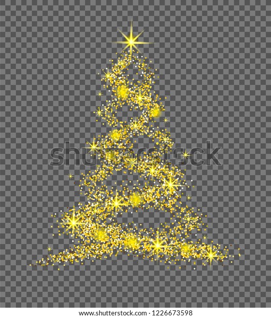Christmas Tree On Transparent Background Gold Stock Vector (Royalty ...